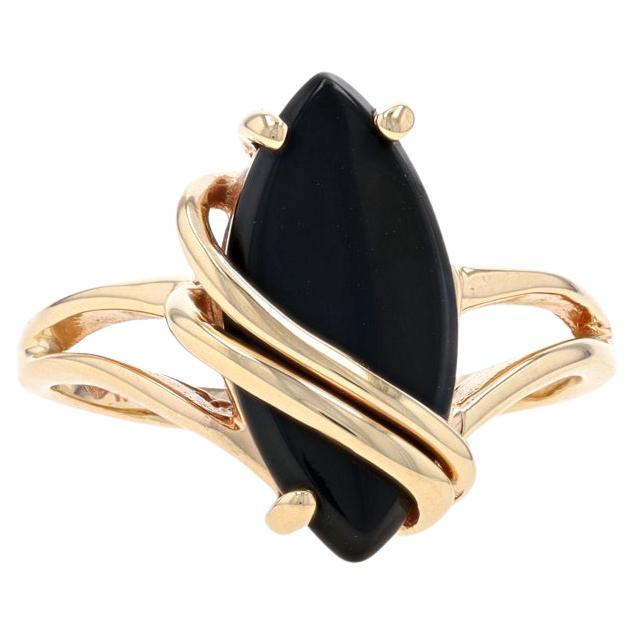 Yellow Gold Onyx Solitaire Ring - 10k For Sale at 1stDibs