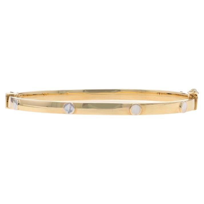 Yellow Gold Oval Bangle Bracelet 6 3/4" - 14k Dot Screw Italy For Sale ...