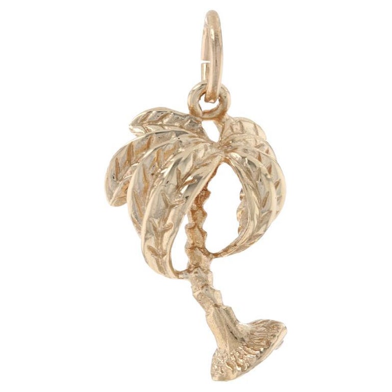 Yellow Gold Palm Tree Pendant, 14k Tropical Beach Vacation For Sale at ...