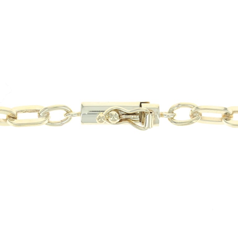 Yellow Gold Paperclip Chain Necklace, 14k Cable Box Clasp at 1stDibs