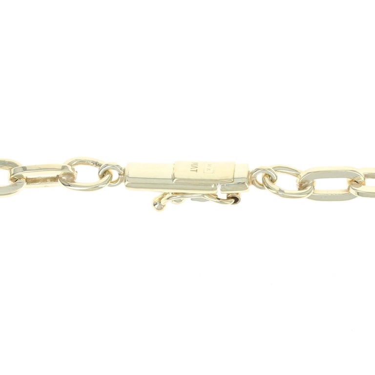 Yellow Gold Paperclip Chain Necklace, 14k Cable Box Clasp at 1stDibs