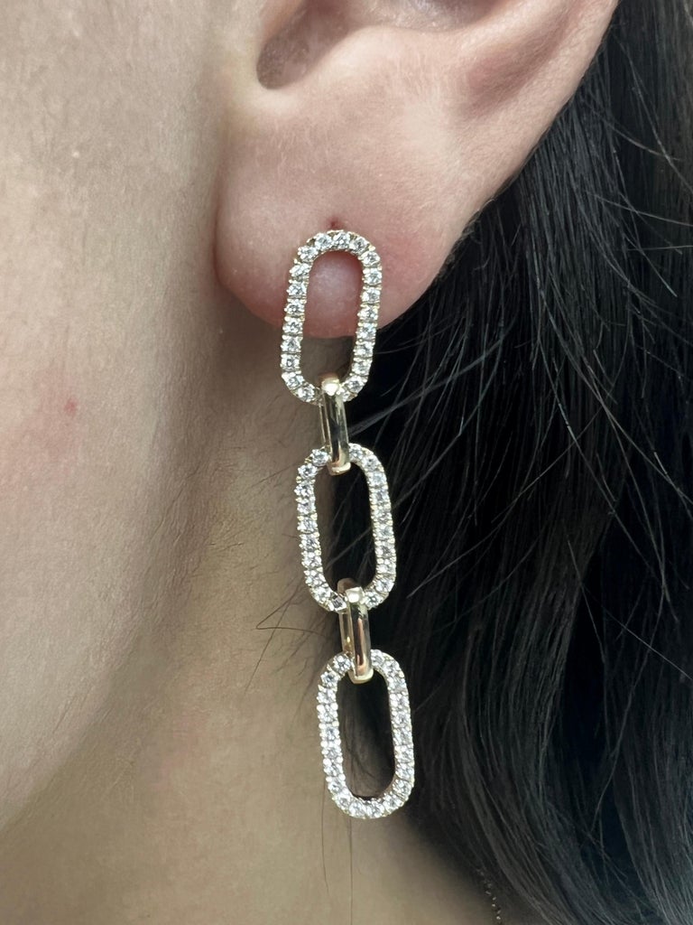 Yellow Gold Paperclip Link Drop Earrings For Sale at 1stDibs
