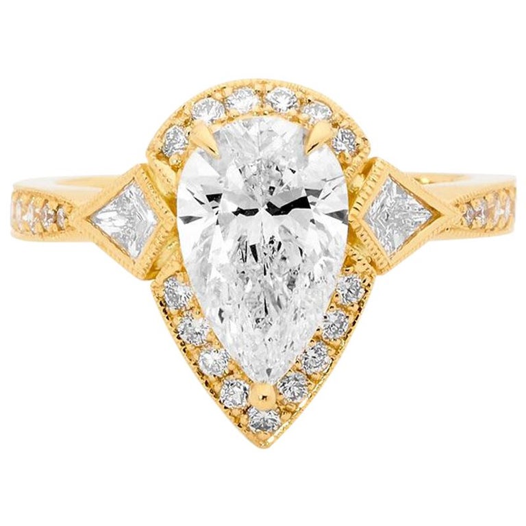 Yellow Gold Pear Shaped Engagement Ring For Sale at 1stDibs | yellow ...