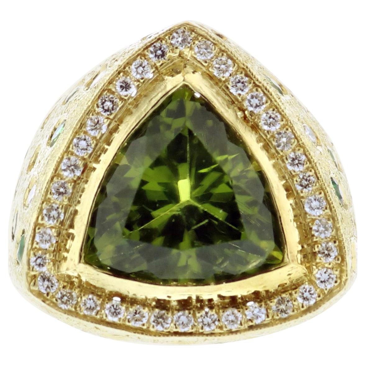 Alex Sepkus Peridot Diamond Gold Ring at 1stDibs
