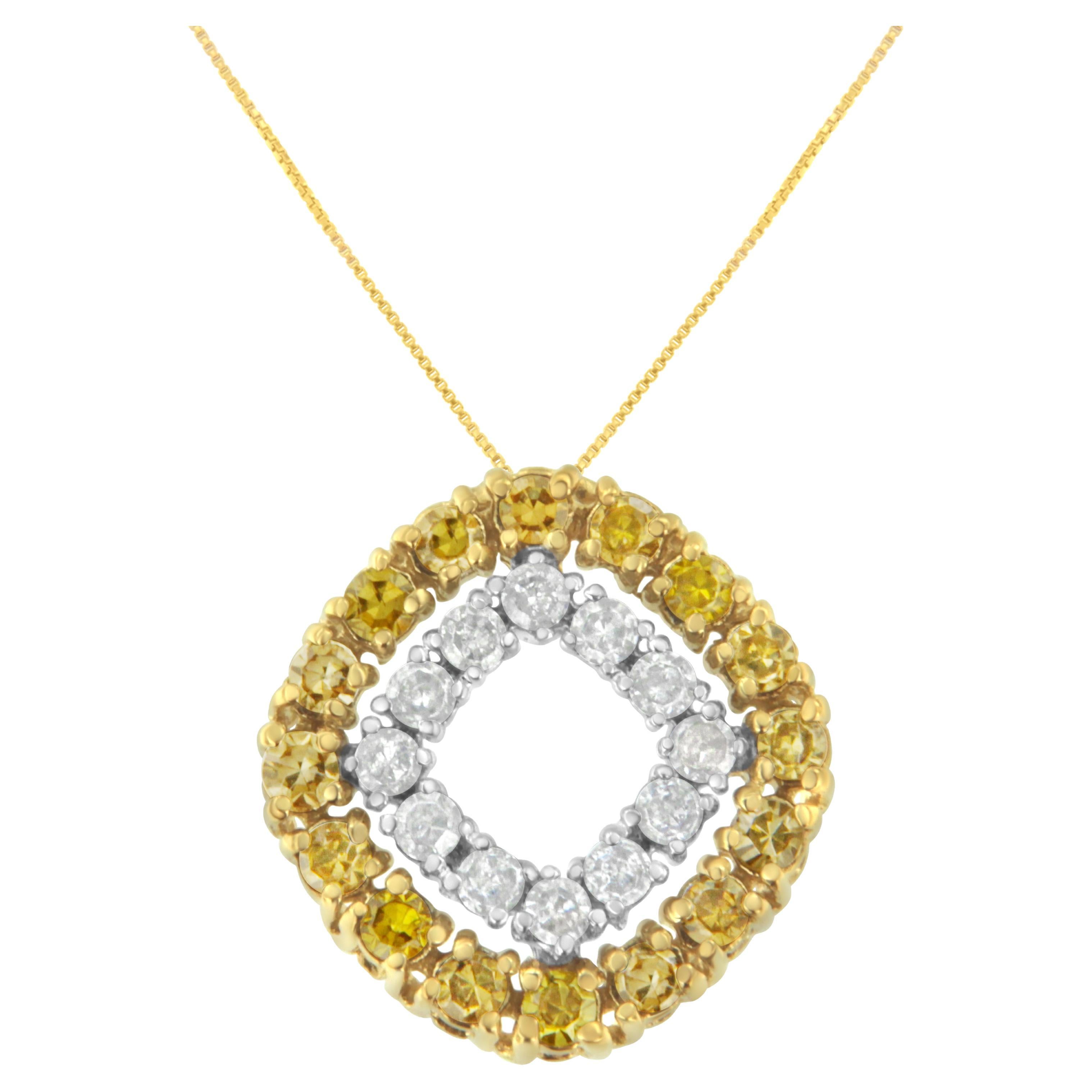 Diamond Crown Charm Hanging on Silver Pendant Necklace Yellow Gold ...