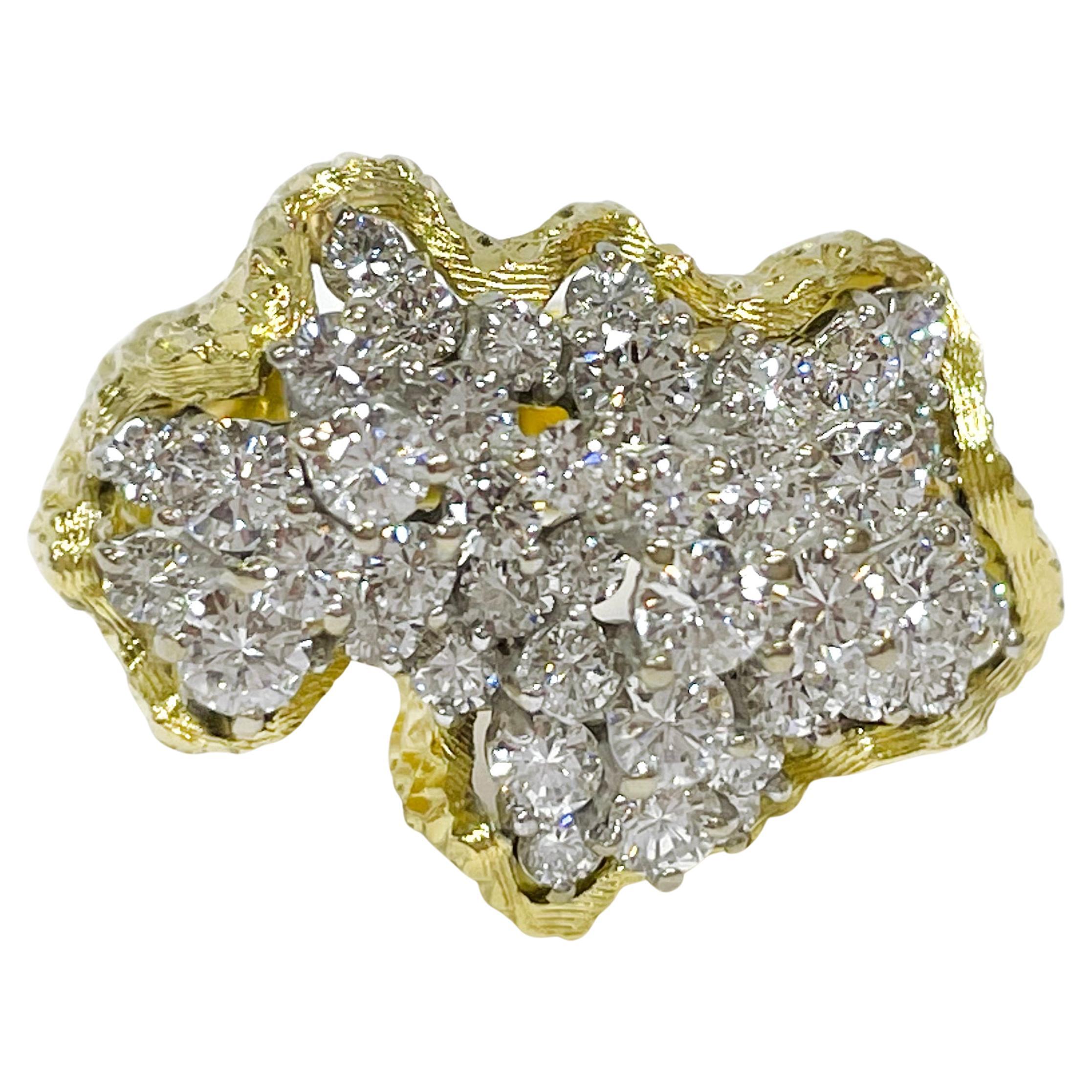 Diamond Platinum Star Cluster Ring For Sale at 1stDibs