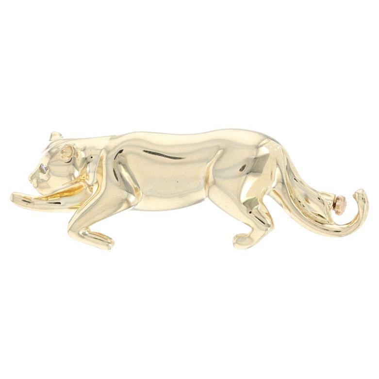 Brushed Gold Cat Pin at 1stDibs