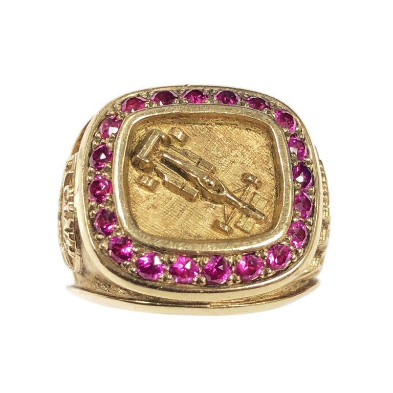 Yellow Gold Race Car Champion Ring Owned and Worn by Hollwood Icon Burt ...