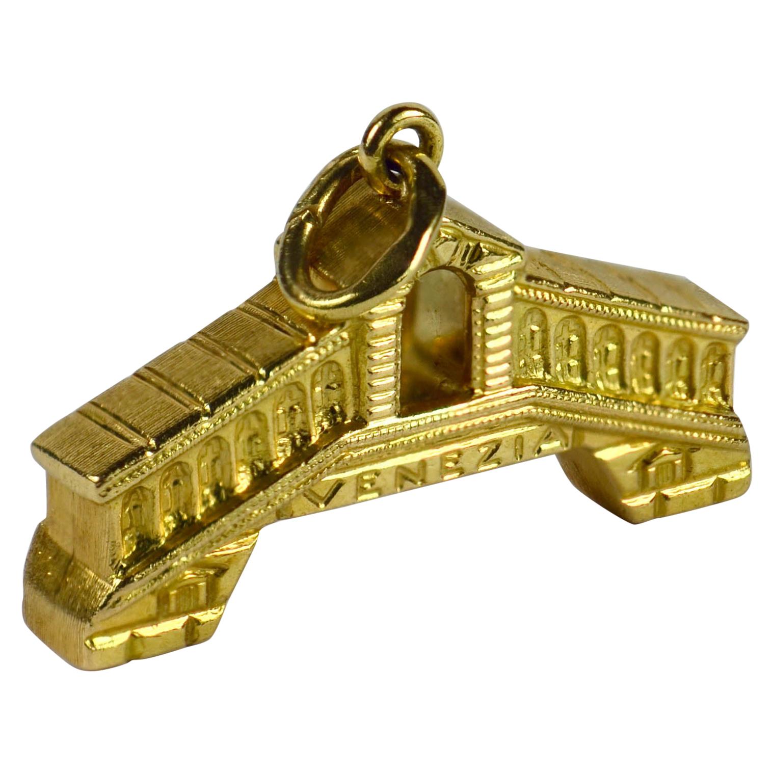 Yellow Gold Rialto Bridge Venice Charm Pendant at 1stDibs