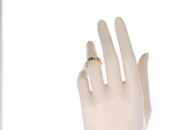Yellow Gold Rope-Style Ring with Diamonds, 14 Karat For Sale at 1stDibs