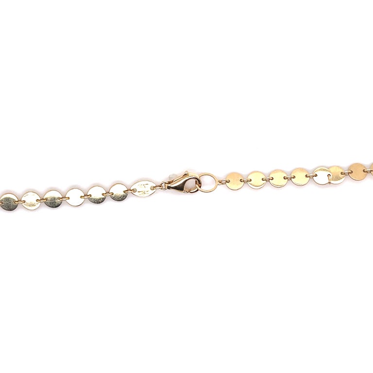 Yellow Gold Round Disc Chain with Ruby Beaded Padlock Charm For Sale at ...