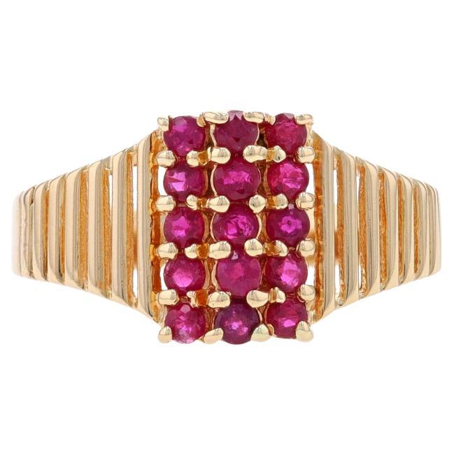 Yellow Gold Ruby Diamond Cluster Cocktail Ring - 14k Marquise 1.96ctw ...