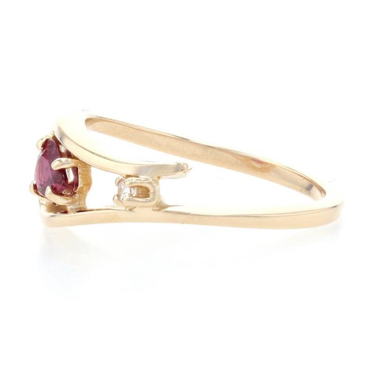 Yellow Gold Ruby and Diamond Bypass Ring, 14k Pear Cut .42ctw For Sale ...
