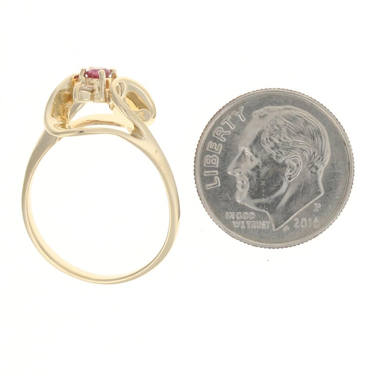 Customizable Yellow Gold Ruby and Diamond Bypass Ring, 14k Round Cut ...