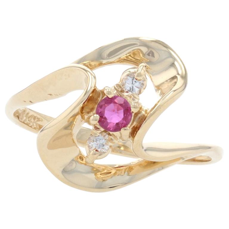 Diamond, Sapphire and Ruby Yellow Gold Bypass Ring at 1stDibs