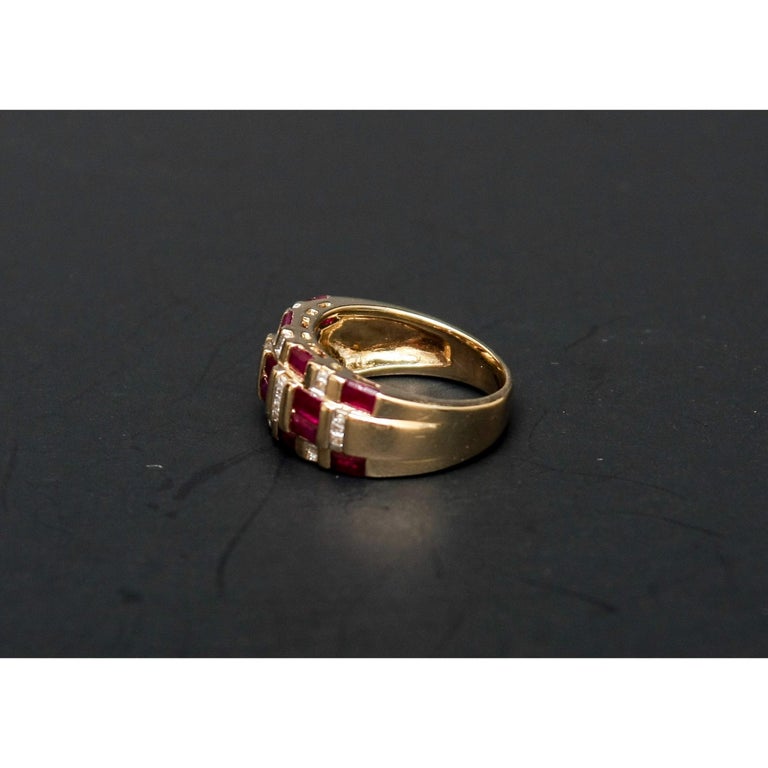 Customizable Yellow Gold Ruby Diamond Wedding Band, Diamond Engagement ...