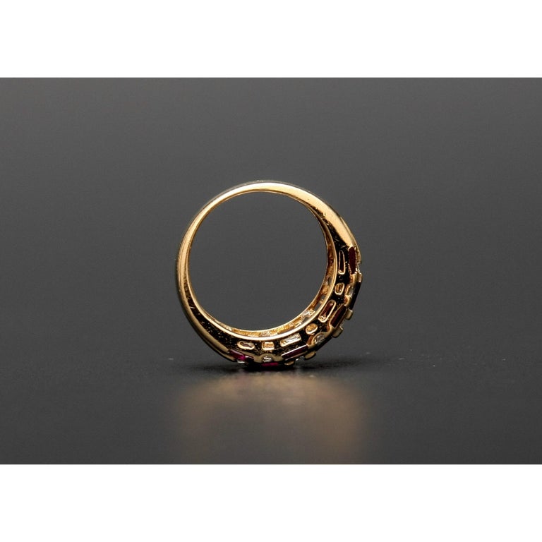 Customizable Yellow Gold Ruby Diamond Wedding Band, Diamond Engagement ...