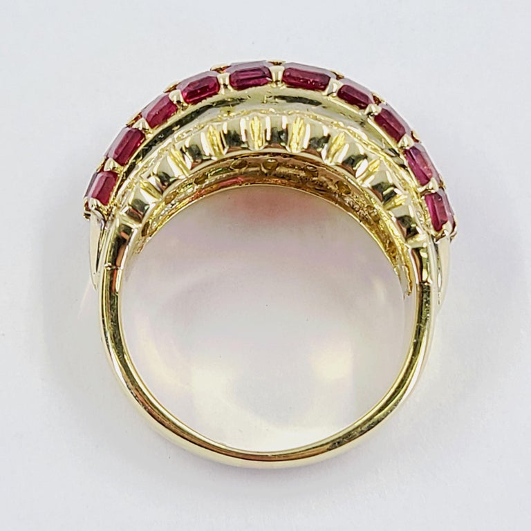 Yellow Gold Ruby Dome Ring For Sale at 1stDibs
