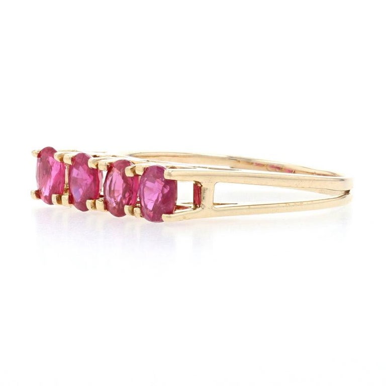 Customizable Yellow Gold Ruby Four-Stone Ring, 14k Oval Brilliant Cut ...