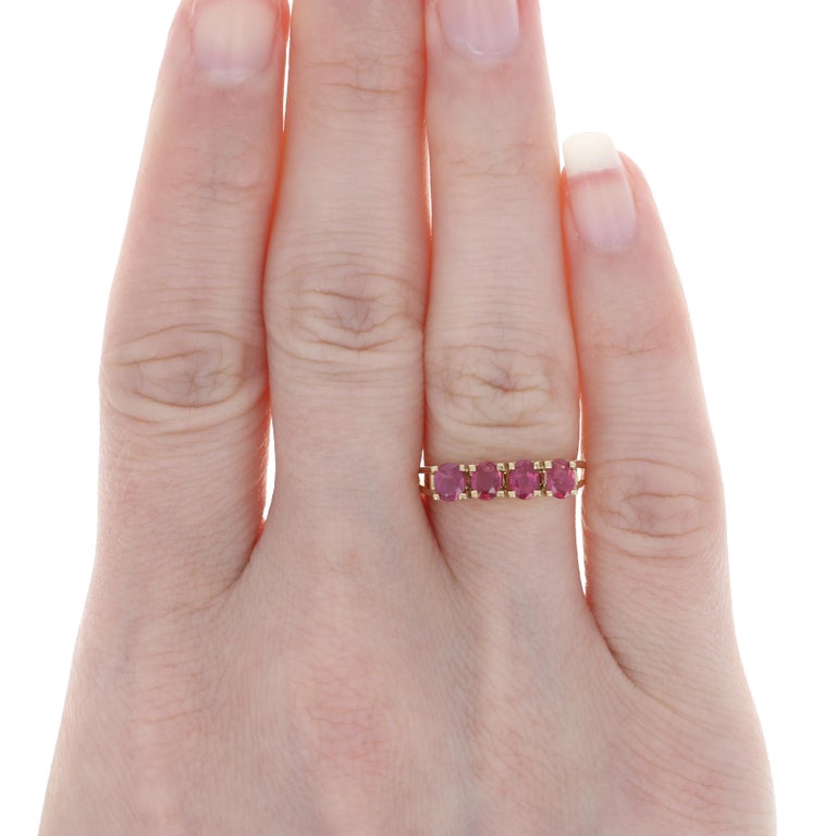 Customizable Yellow Gold Ruby Four-Stone Ring, 14k Oval Brilliant Cut ...