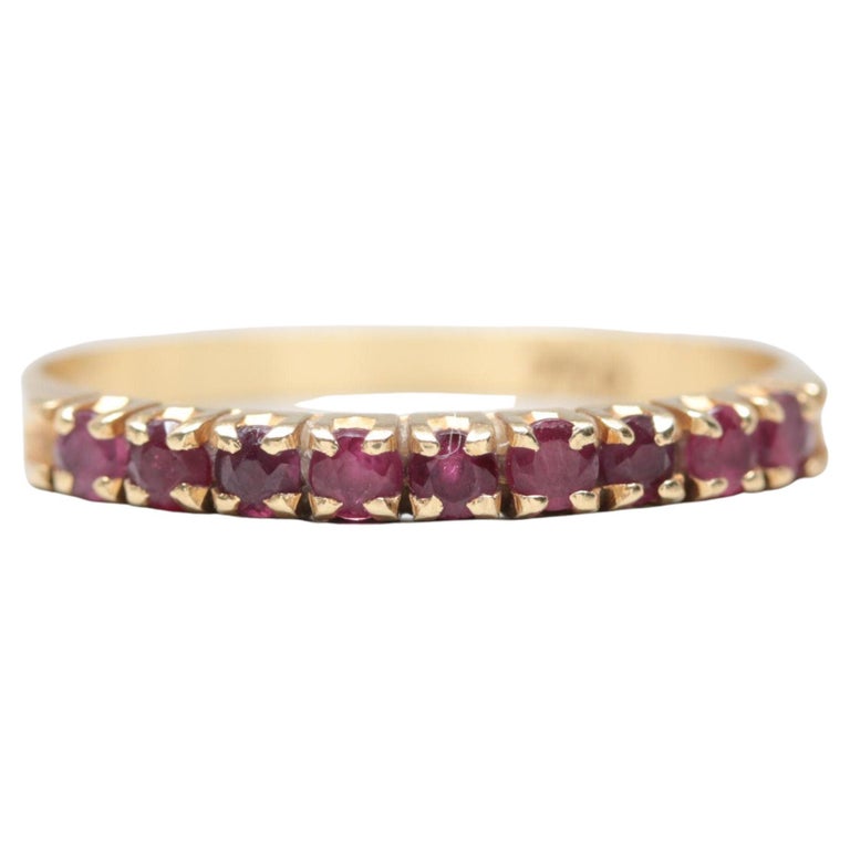 Customizable 18K Solid Gold Ruby Ring Gemstone Band Minimalist Half ...