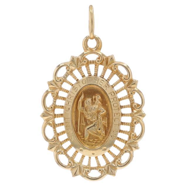 Yellow Gold Saint Christopher Faith Medal Pendant - 14k Catholic Faith ...