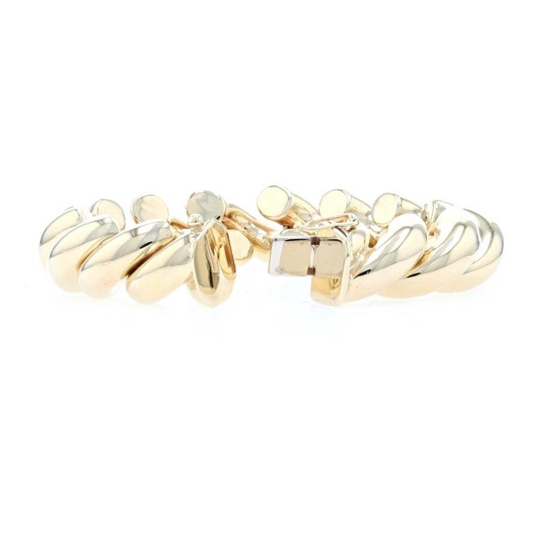 Yellow Gold San Marco Chain Bracelet, 14k Box Clasp, Italy For Sale at ...