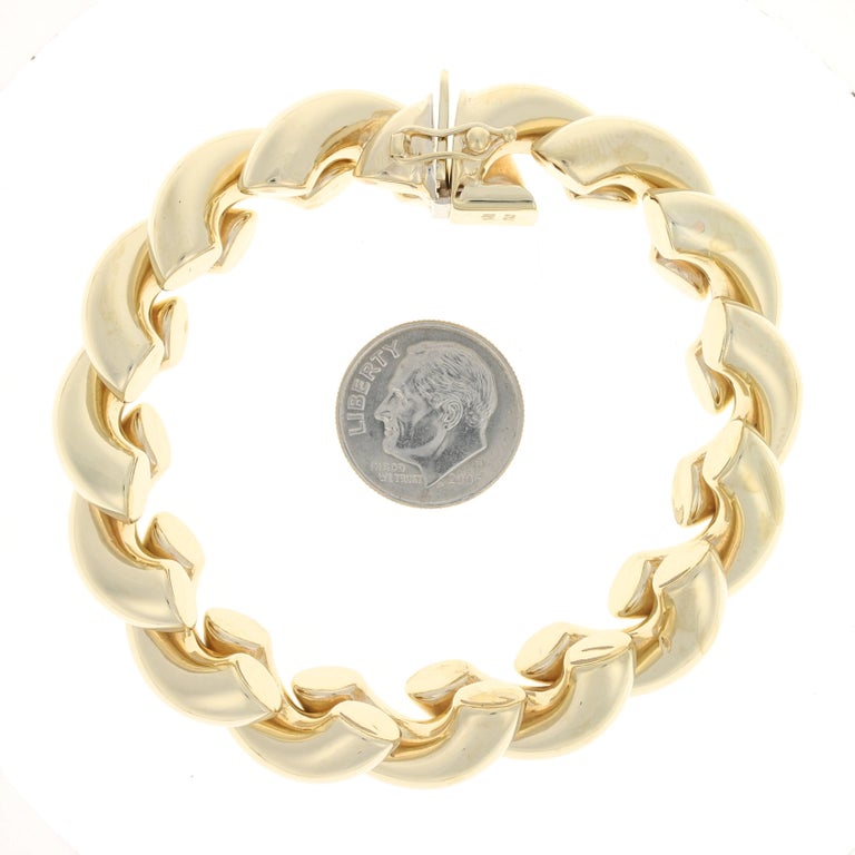 Yellow Gold San Marco Chain Bracelet, 14k Box Clasp, Italy For Sale at ...