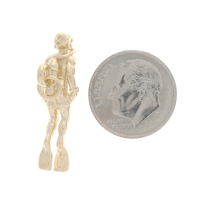 Yellow Gold Scuba Diver Charm - 14k Underwater Exploration Aquatic ...