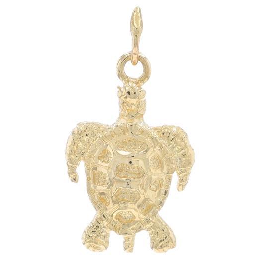 Yellow Gold Sea Turtle Pendant - 14k Textured Reptile For Sale at 1stDibs