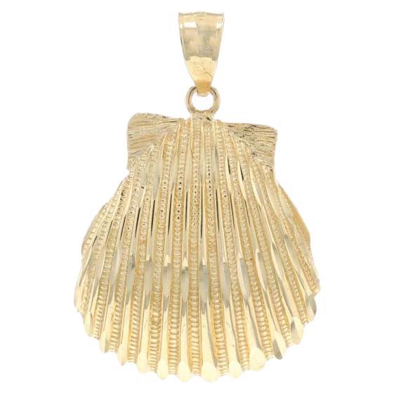 Yellow Gold Seashell Pendant - 14k Ocean Life Beach For Sale at 1stDibs