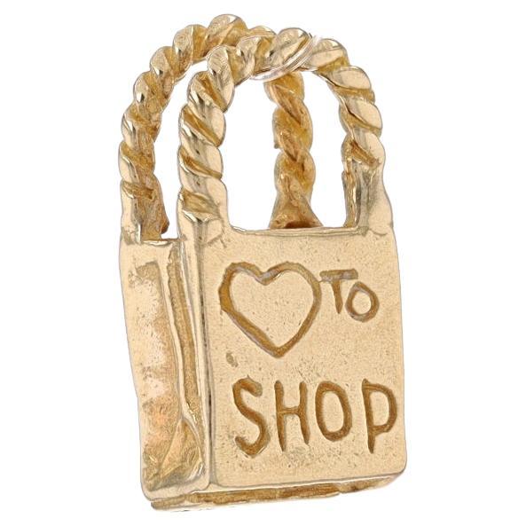 Yellow Gold Shopping Bag Charm - 14k Retail Therapy For Sale at 1stDibs