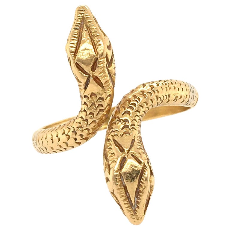 Yellow Gold Snake Ring at 1stDibs
