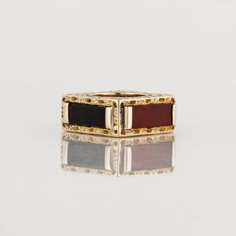 18K Gold Square Hardstone Ring For Sale at 1stDibs