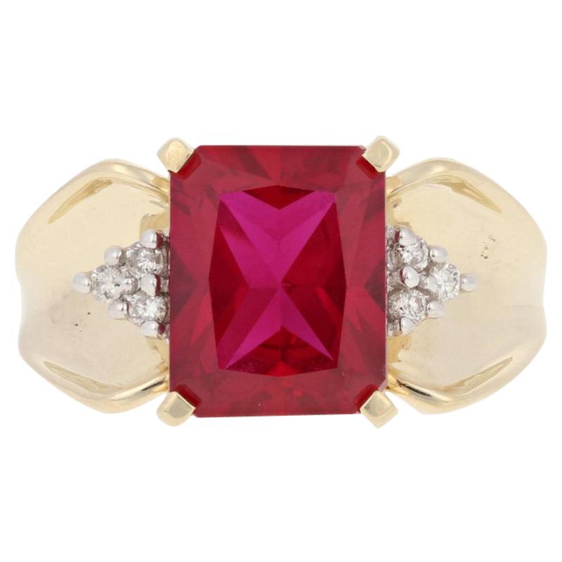 Ruby Diamond Gold Rectangle Cobblestone Ring at 1stDibs | h shtern