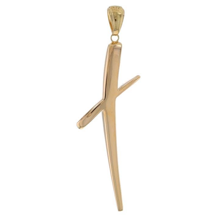 Yellow Gold Tapered Cross Pendant - 18k Faith Italy For Sale at 1stDibs