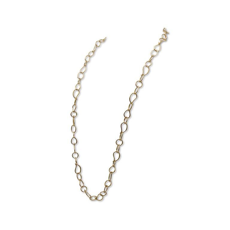 Yellow Gold Teardrop Link Necklace at 1stDibs