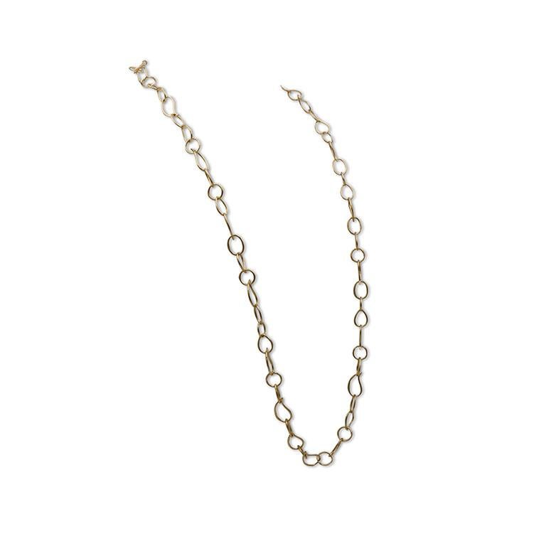 Yellow Gold Teardrop Link Necklace at 1stDibs