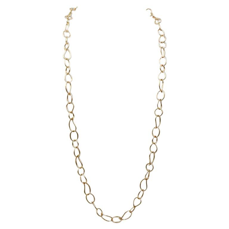 Yellow Gold Teardrop Link Necklace at 1stDibs