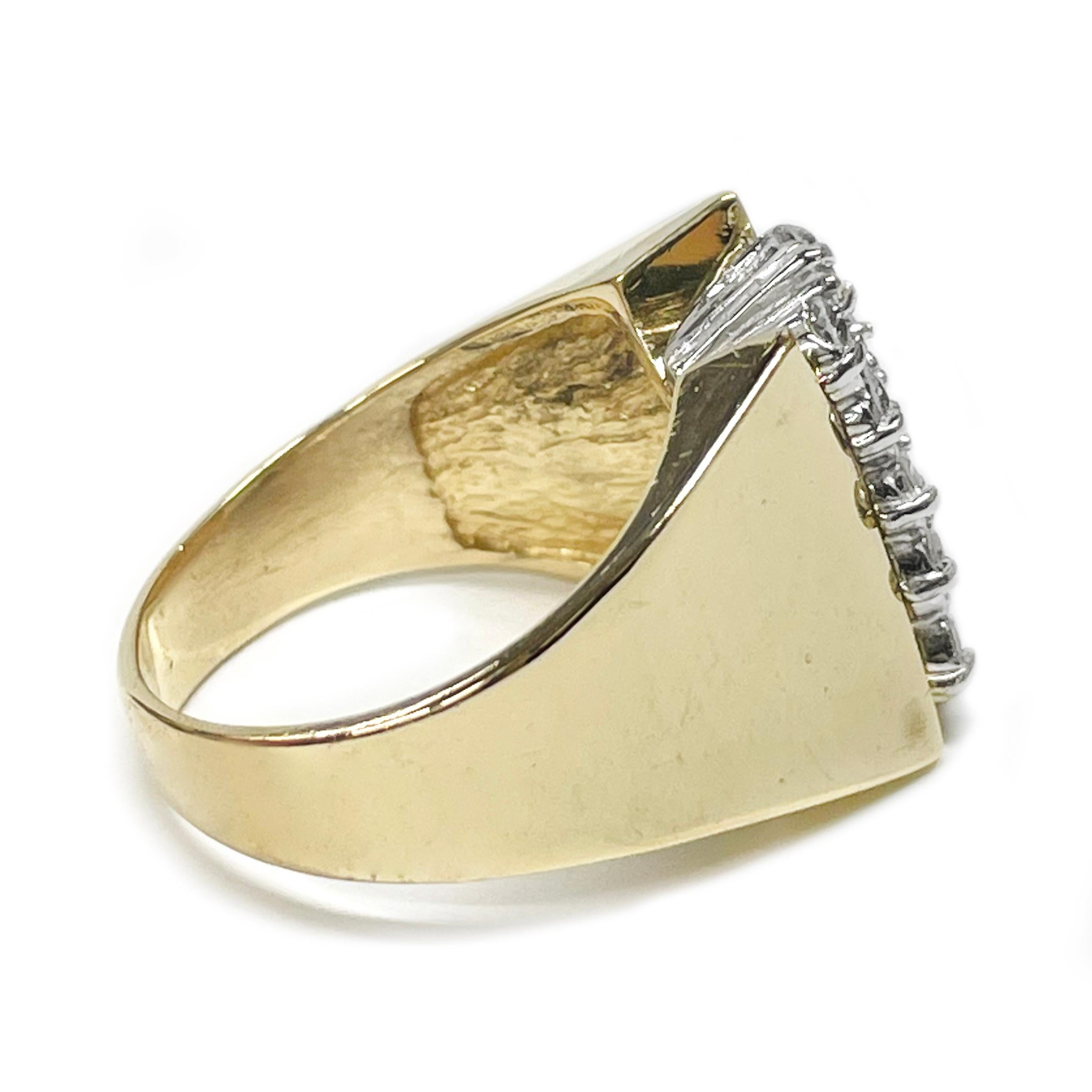 Yellow Gold Ten Diamond Ring For Sale at 1stDibs