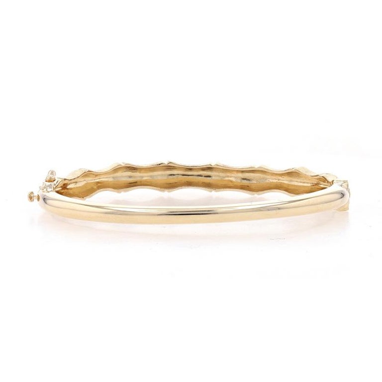 Yellow Gold Textured Bamboo Bangle Bracelet 6 14k Botanical Oval For ...