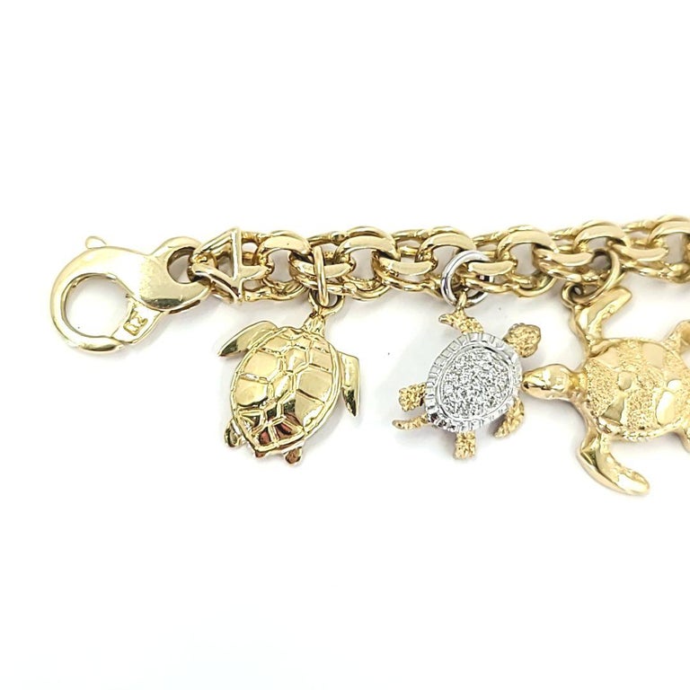 Yellow Gold Turtle Charm Bracelet For Sale at 1stDibs