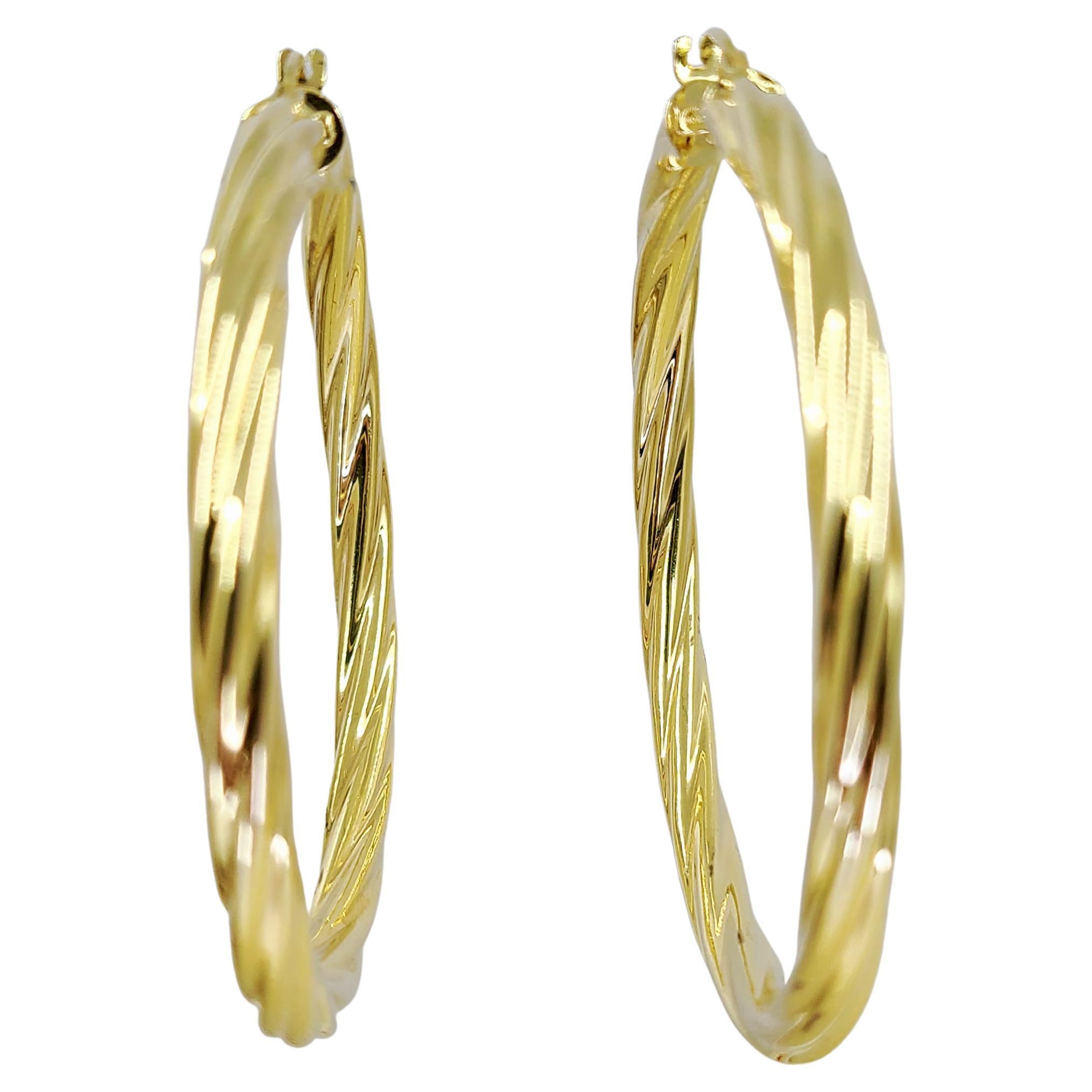 Bielka Diamond Twisted Wire Gold Hoop Earrings For Sale (Free Shipping ...
