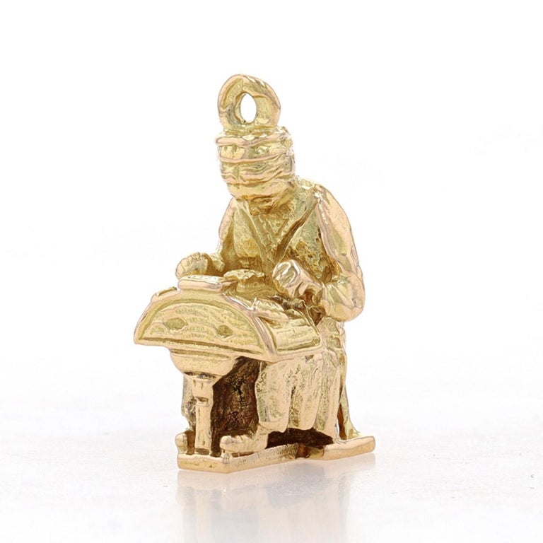 Yellow Gold Vintage Brussels, Belgium Lacemaker Charm 18k Textile Arts ...