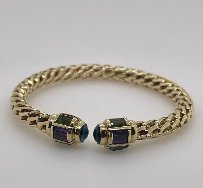 Yellow Gold Vintage Multi-Coloured Emerald and Bezel Set Gemstone ...