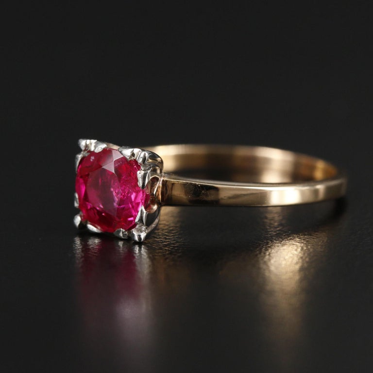 Customizable 18K Gold Certified Natural Victorian Ruby Antique Art Deco ...
