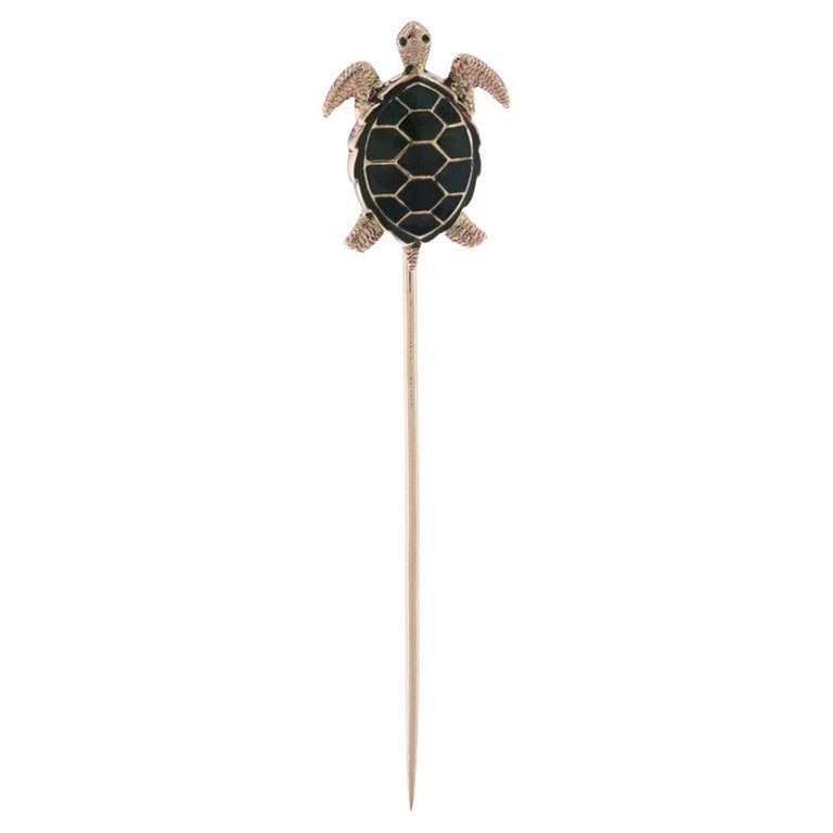Yellow Gold Vintage Sea Turtle Stickpin 14k Ocean Life Reptile Green ...