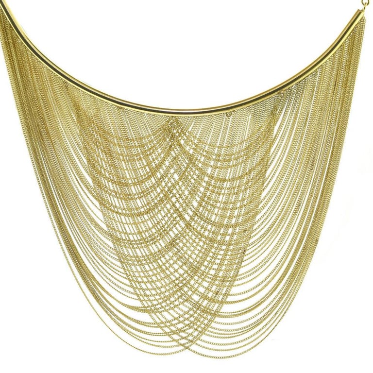 Yellow Gold Waterfall Drop Necklace For Sale at 1stDibs
