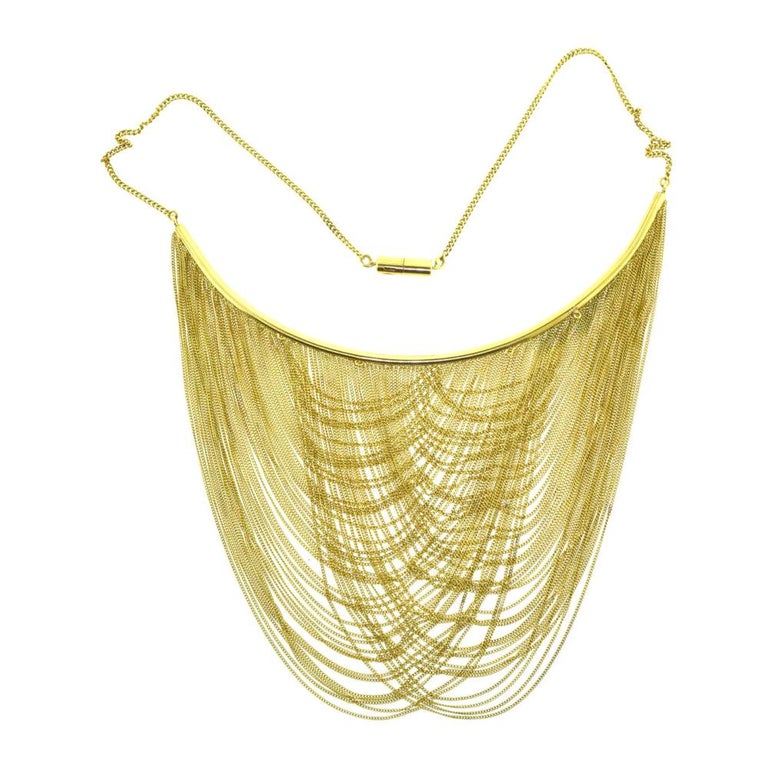 Yellow Gold Waterfall Drop Necklace For Sale at 1stDibs