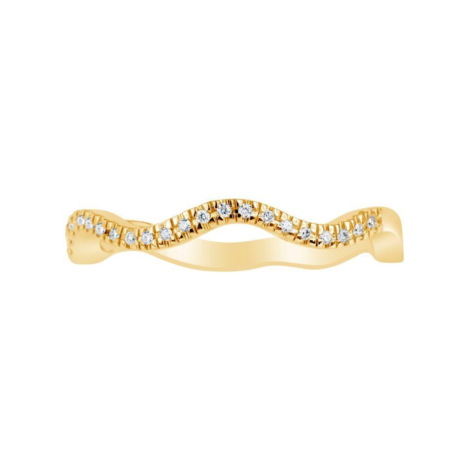 Yellow Gold Wave Stackable Ring For Sale at 1stDibs
